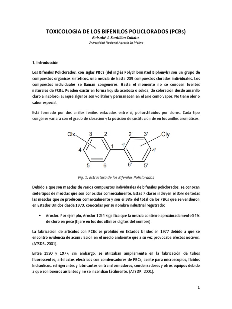 Toxicologia de Los Bifenilos Policlorados | PDF | Bifenilo policlorado ...