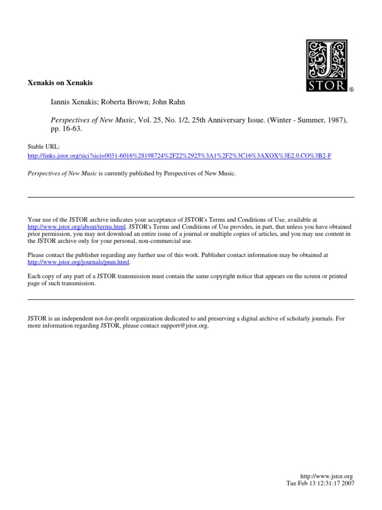 Xenakis, Iannis - Xenakis On Xenakis PDF | PDF | Information Science ...
