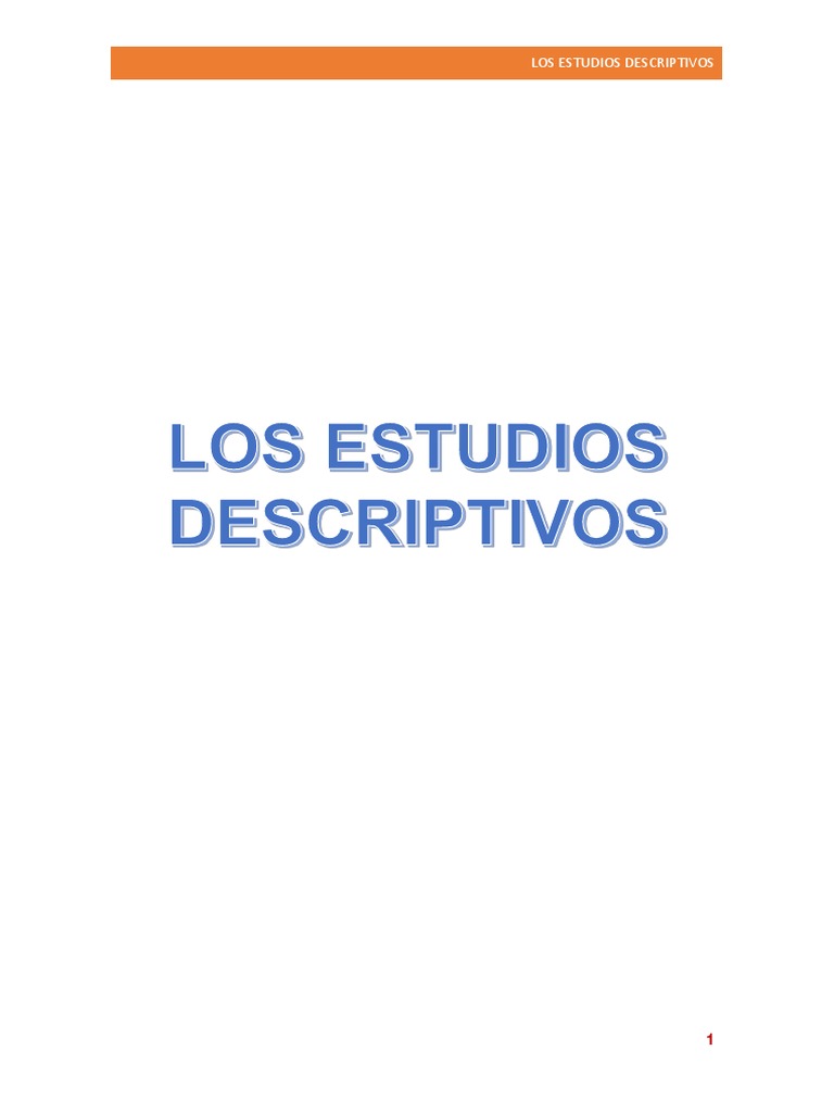Los Estudios Descriptivos | Medición | Estadísticas