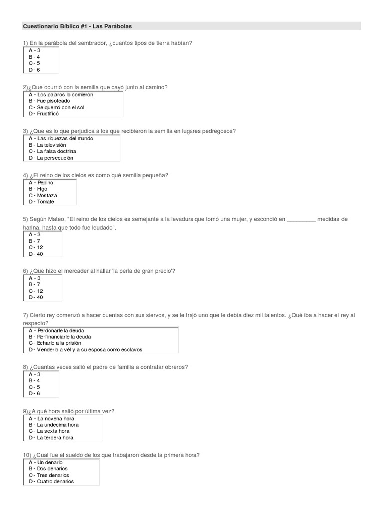 Cuestionario Bíblico | PDF | David | Saulo