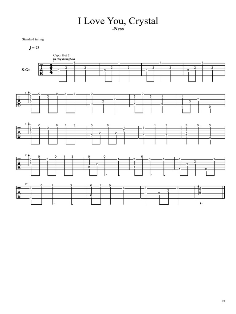 "I Love You, Crystal - Guitar Tabs" | PDF
