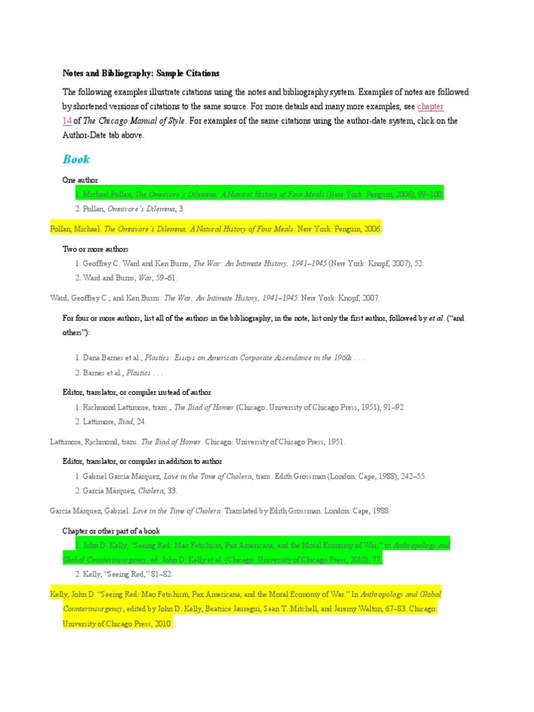 Notes and Bibliography: Sample Citations | PDF | Digital Object ...