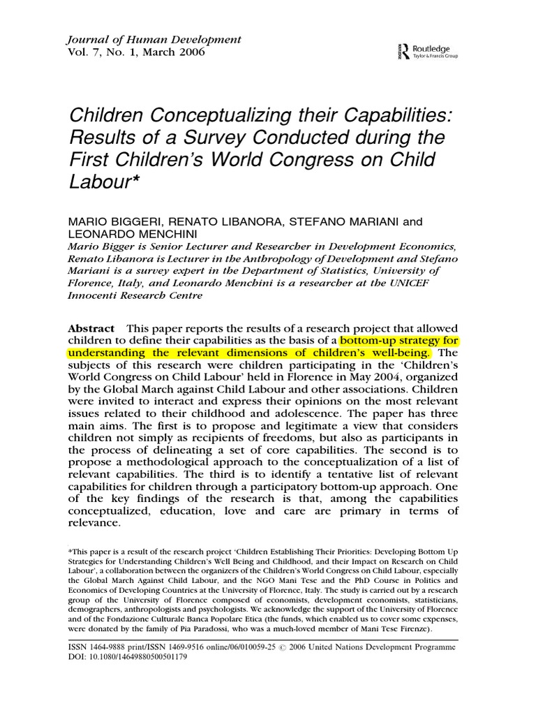 Children's Capabilities and Well-Being | PDF | Survey Methodology ...