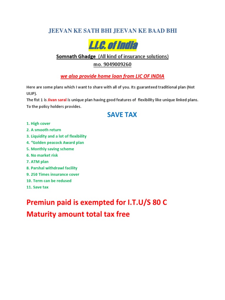 LIC Insurance Plans and Benefits Guide | PDF | Finance & Money Management