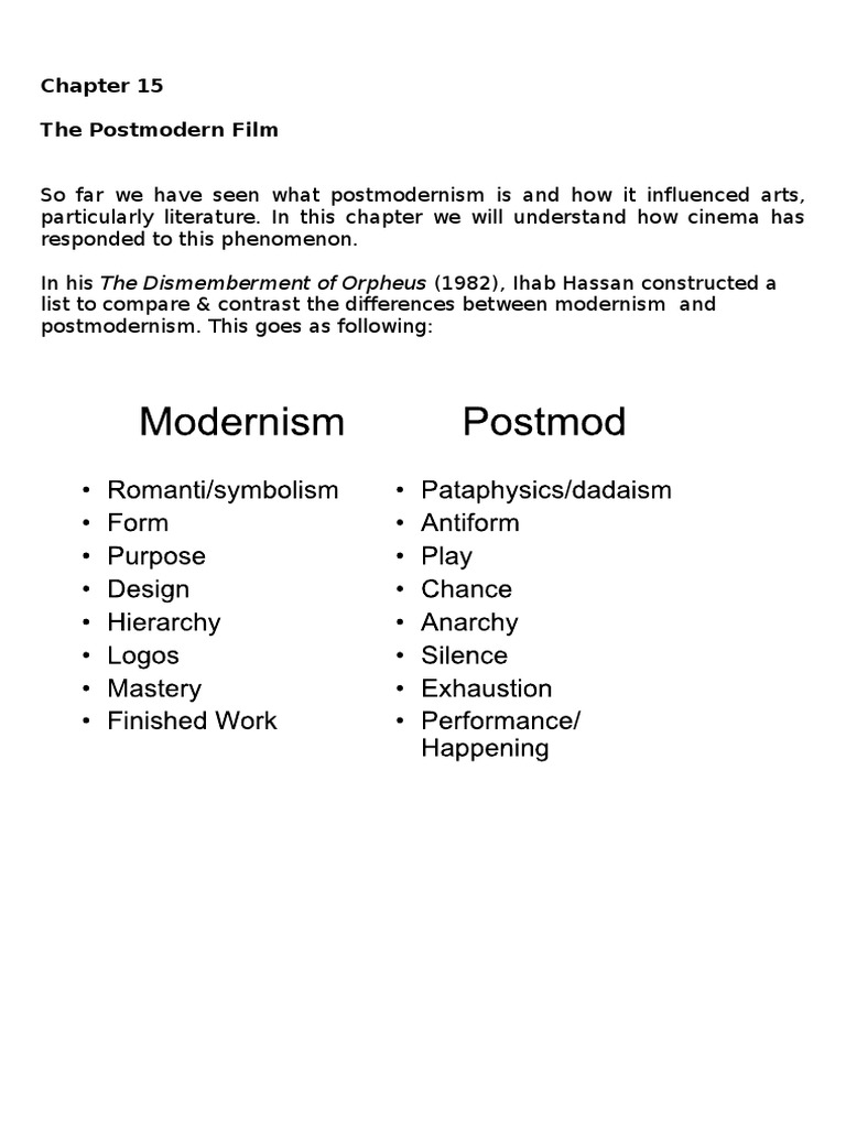Chapter 15 The Postmodern Film | PDF | Postmodernism