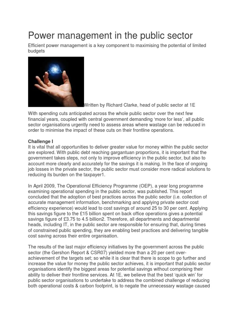 Power Management in The Public Sector | PDF | Carbon Footprint ...
