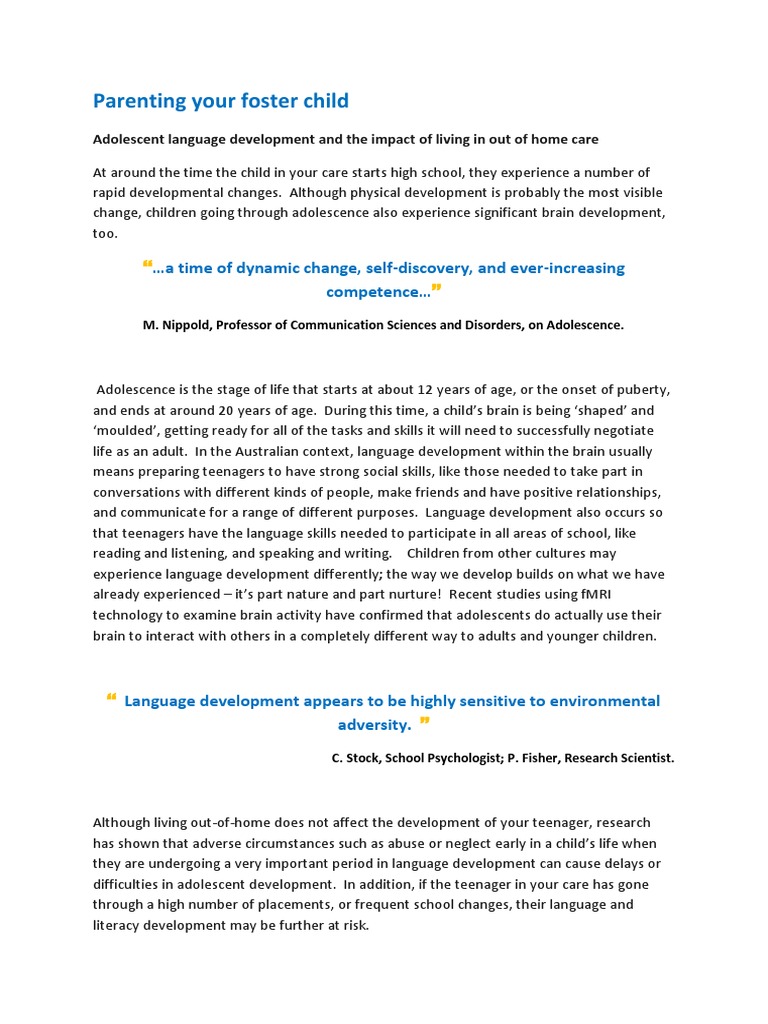 Adolescent Language Development Milestones | PDF | Language Development ...