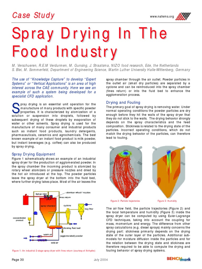 Spray Drying Case Study Explains CFD Model for Predicting Agglomeration | PDF | Mechanical ...