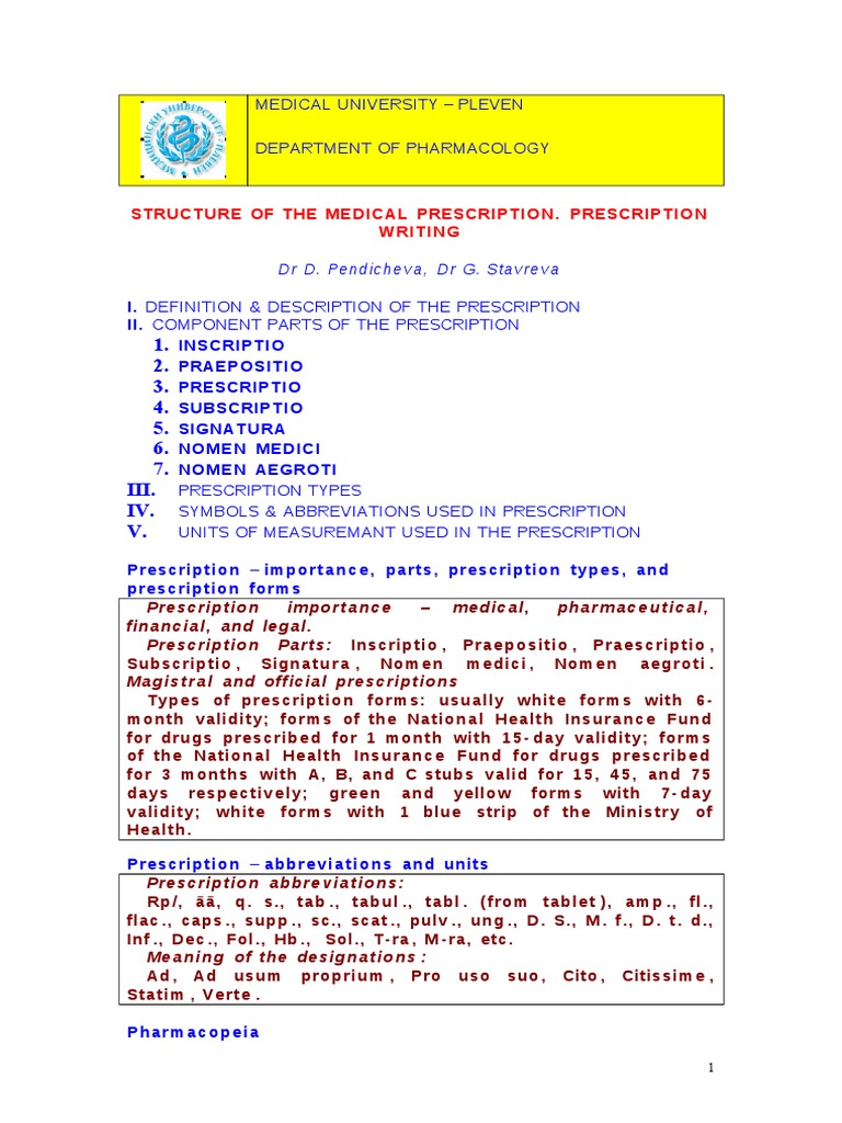 Structure of The Medical Prescription. Prescription Writing | PDF ...