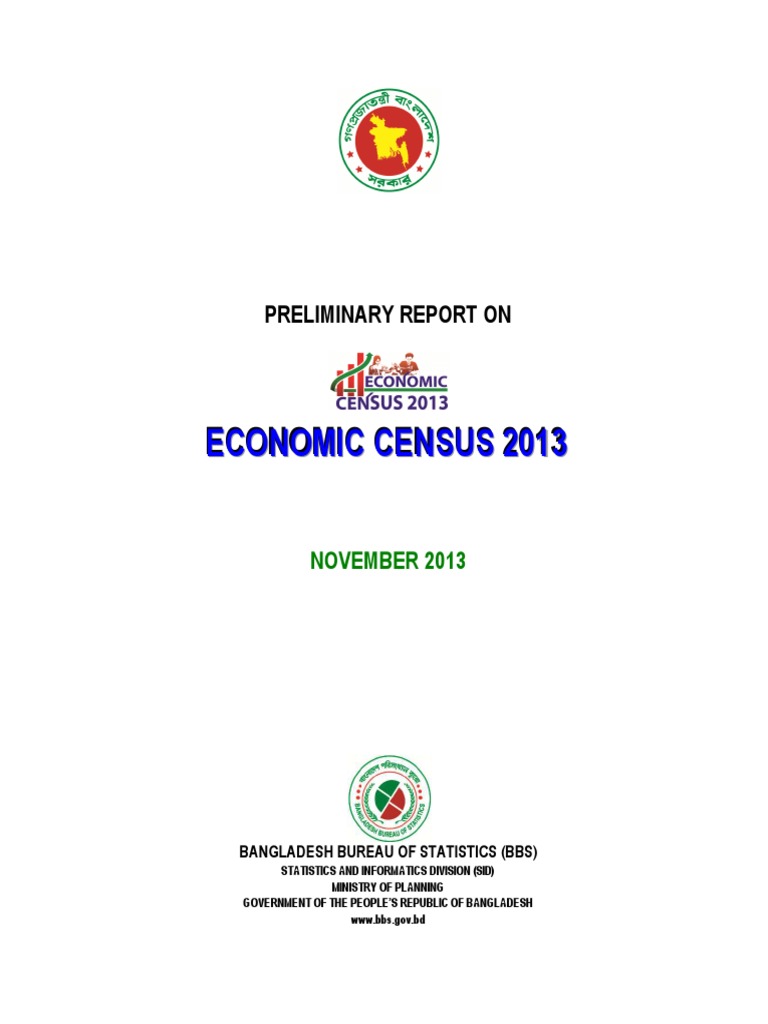 Preliminary Economic Census Report 2013 | PDF | Census | Rural Area