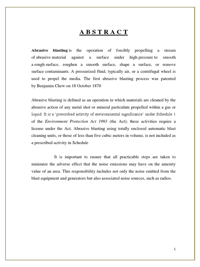 Abrasive Blast Report | PDF | Abrasive | Industrial Processes