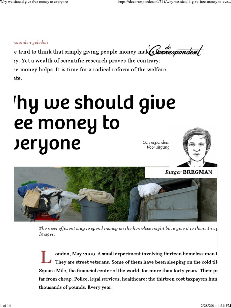Why We Should Give Free Money To Everyone | PDF | Poverty | Poverty ...
