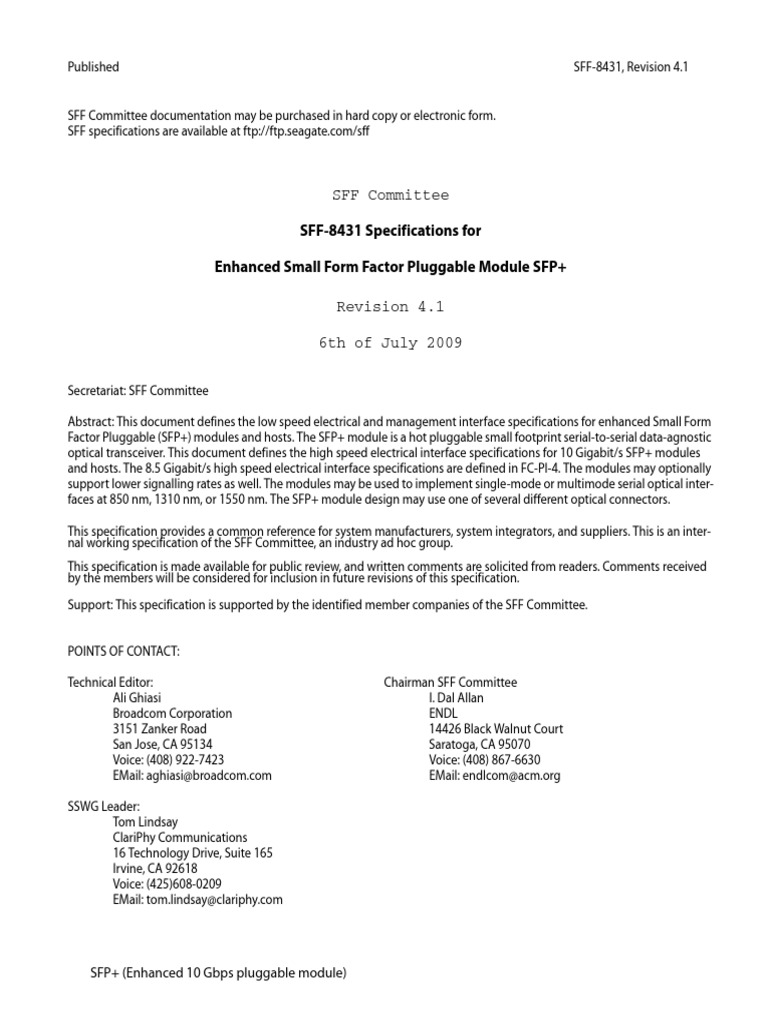 SFF 8431 | PDF | Signal To Noise Ratio | Distortion
