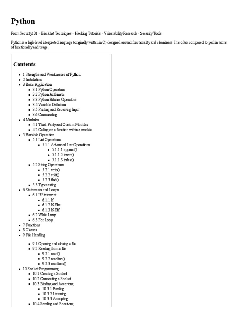Python - Security101 - Blackhat Techniques - Hacking Tutorials ...