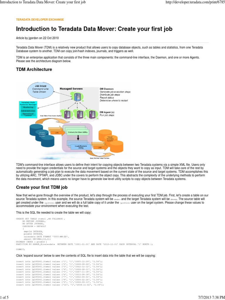 Introduction To Teradata Data Mover Create Your First Job | PDF | Databases | Database Index