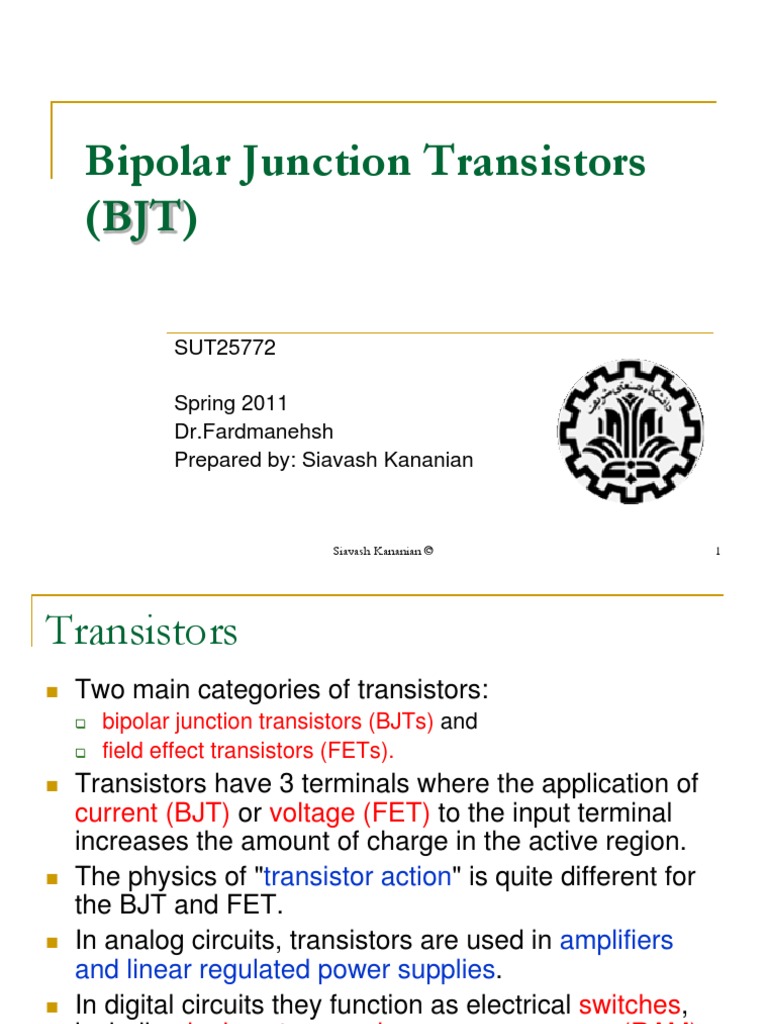 Chapter 1-Bipolar Junction Transistor (BJT) | PDF | Bipolar Junction Transistor | Transistor