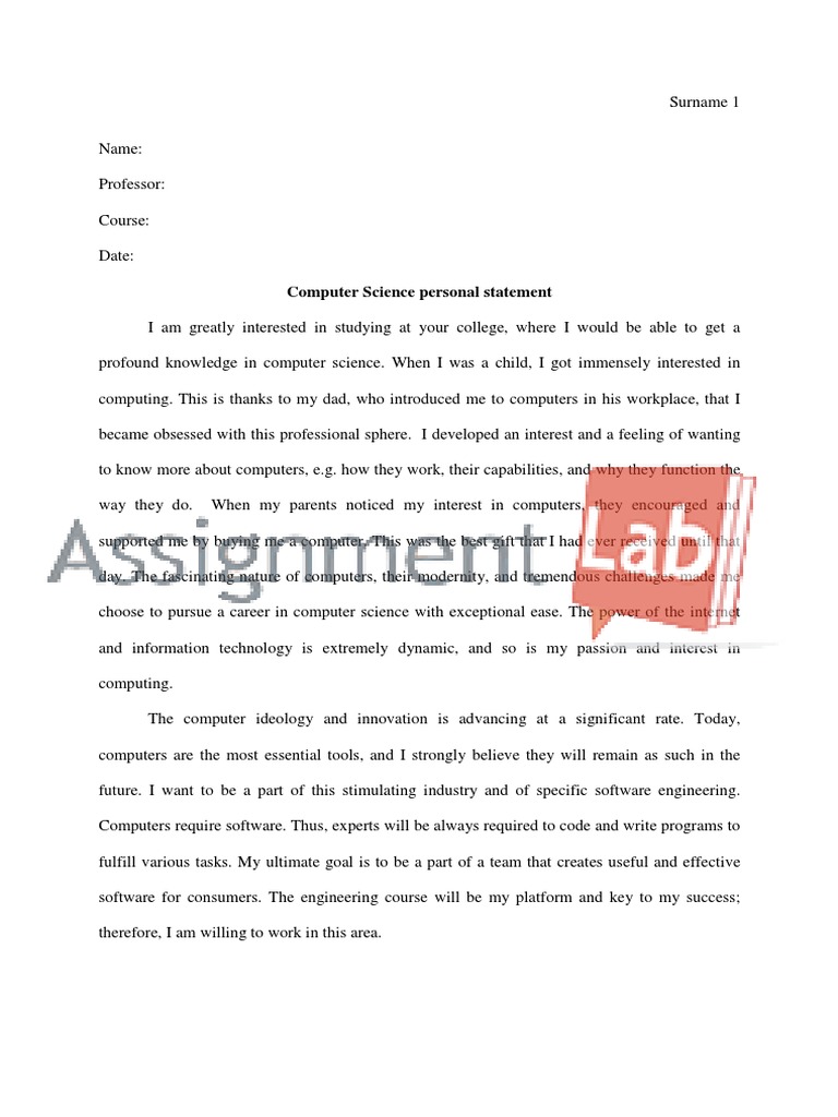 Computer Science Personal Statement | Download Free PDF | Software ...