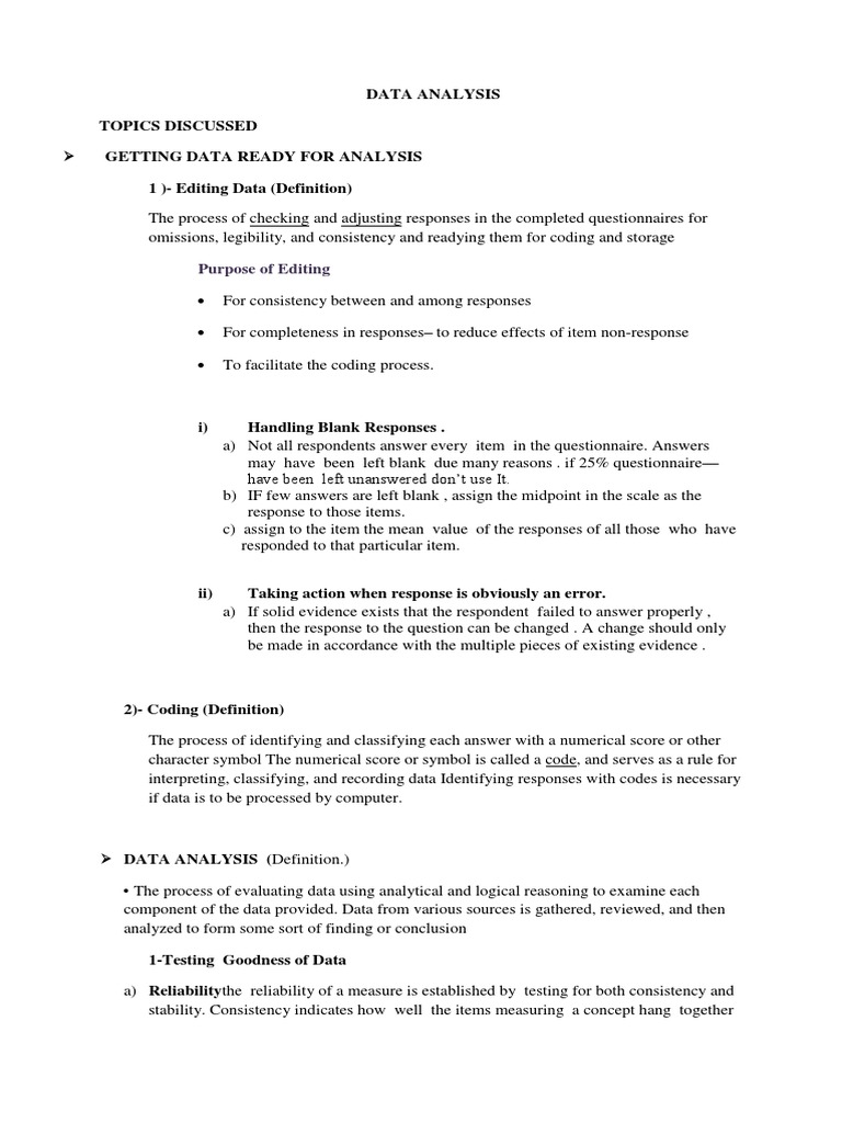 Data Analysis Topics Discussed Getting Data Ready For Analysis 1 ...