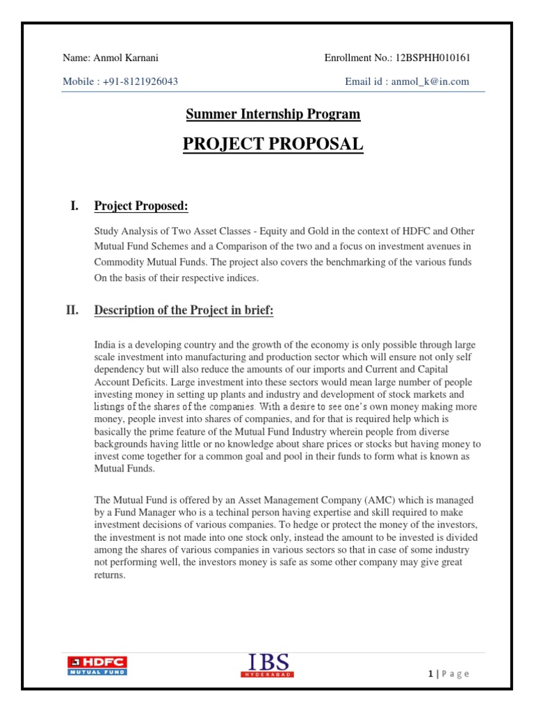 Project Proposal OF MUTUAL FUNDS | Mutual Funds | Investment Management