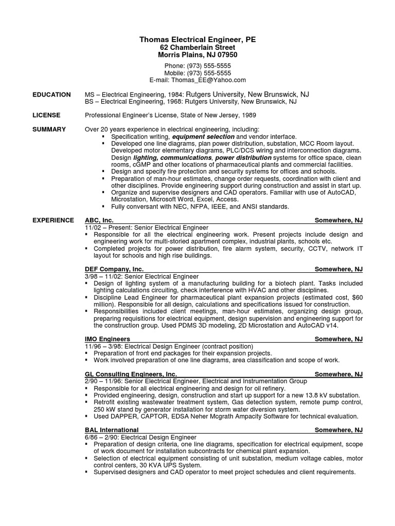Electrical Engineer CV | PDF | Electrical Substation | Electrical ...