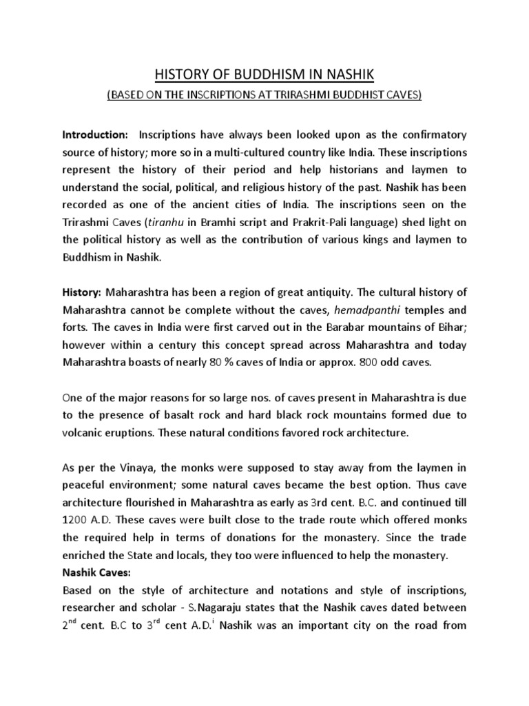 History of Buddhism in Nashik Based On The Inscriptions at Trirashmi ...