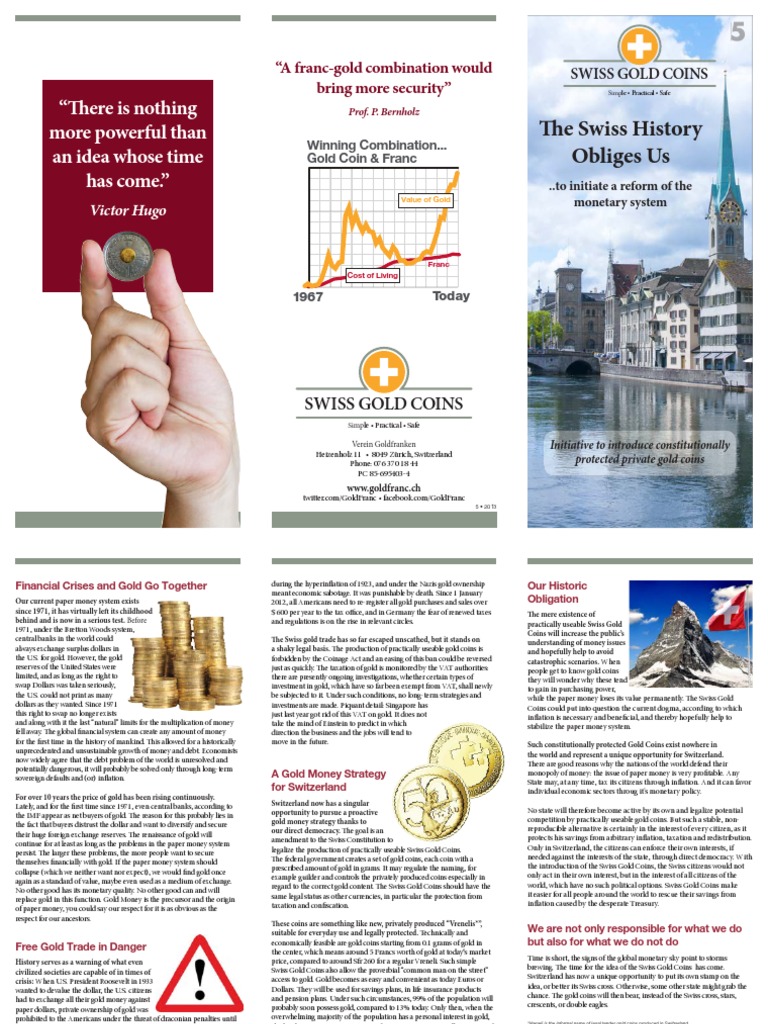 Swiss gold coin initiative aims to introduce constitutionally protected ...