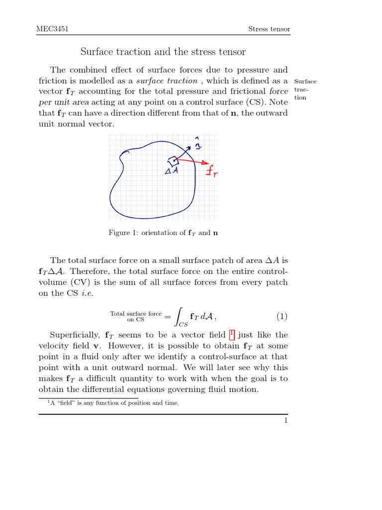 A Traction and Stress | Euclidean Vector | Tensor