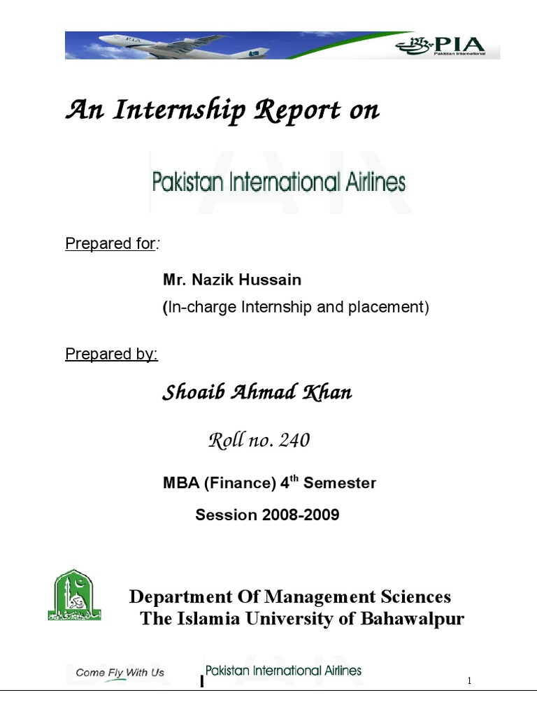 Pia Internship Report | PDF | Airlines | Cargo