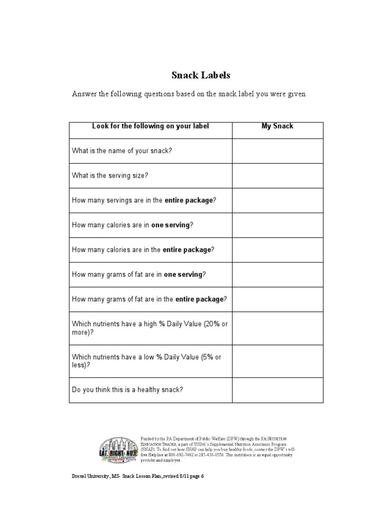Ms Snack Attack Lesson Rev 7 2011h | PDF