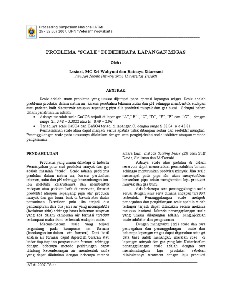 Masalah Scale di Lapangan Migas | PDF