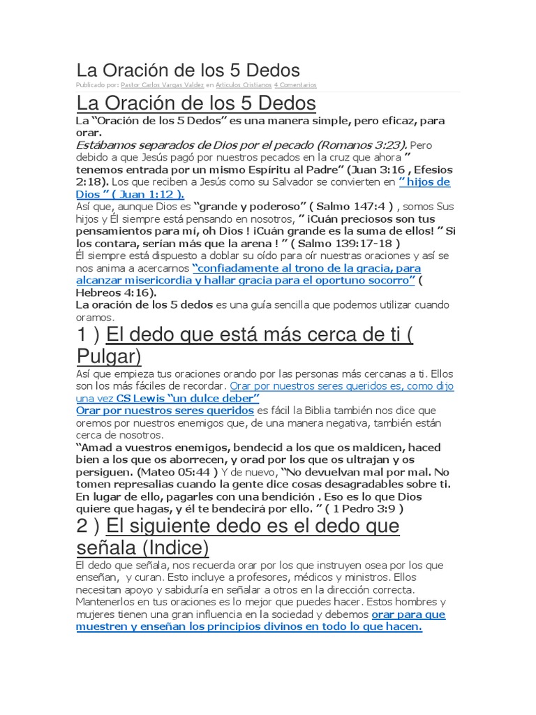 La Oración de Los 5 Dedos | PDF | Oración | Pecado