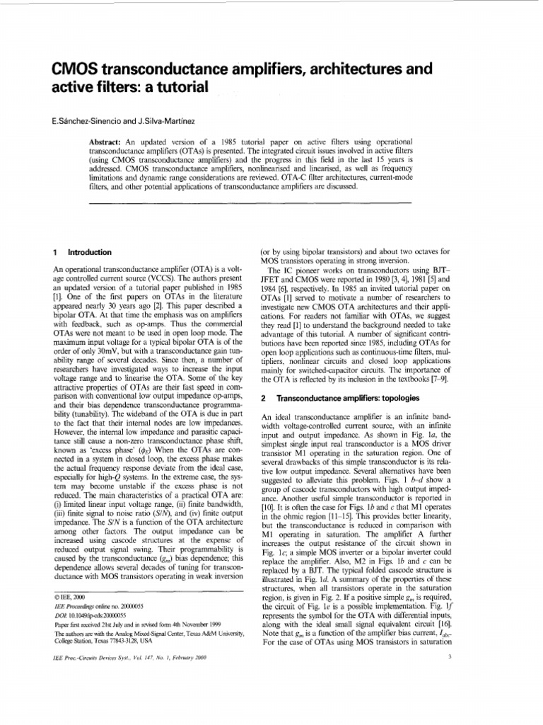 IEEE - CMOS Transconductance Amplifiers, Architectures and Active ...