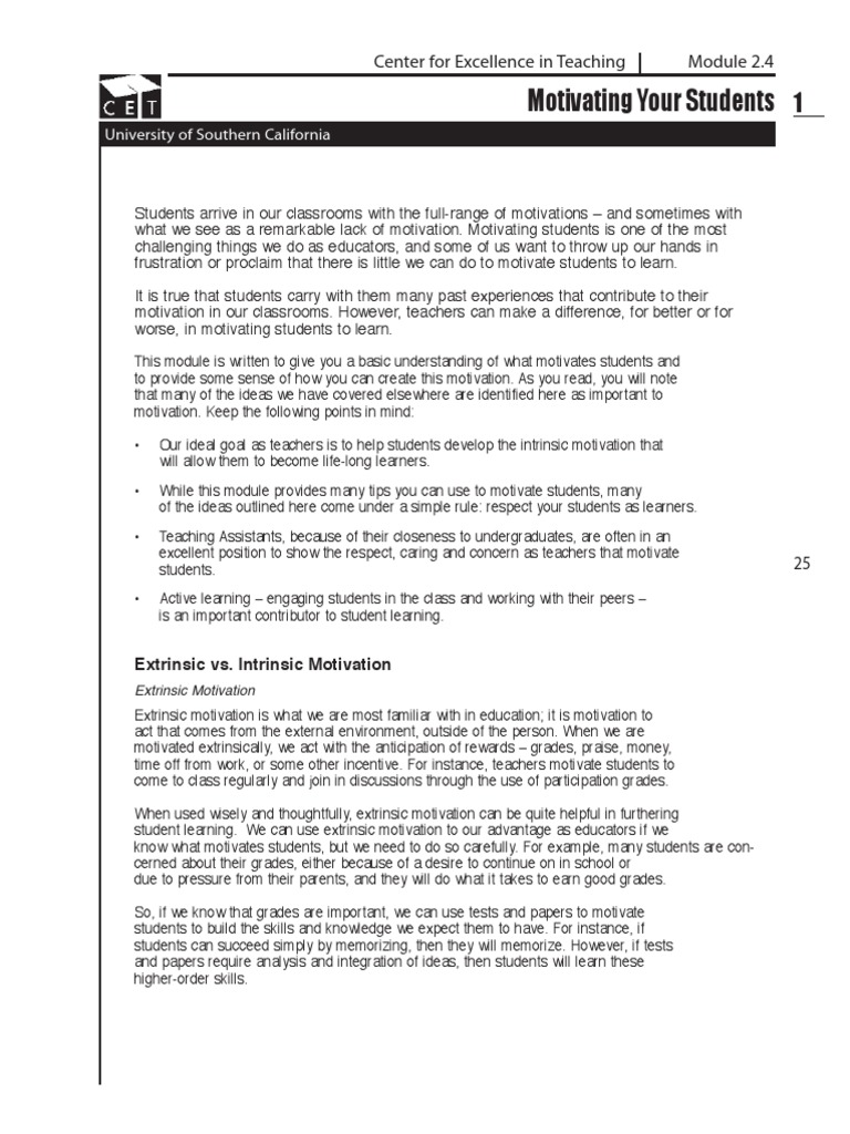 2.4 Motivating Your Students | Download Free PDF | Motivation ...