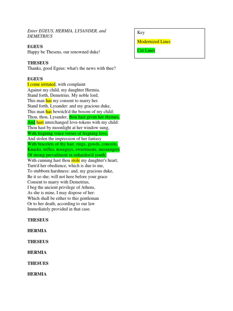 Hermia And Egeus Quotes