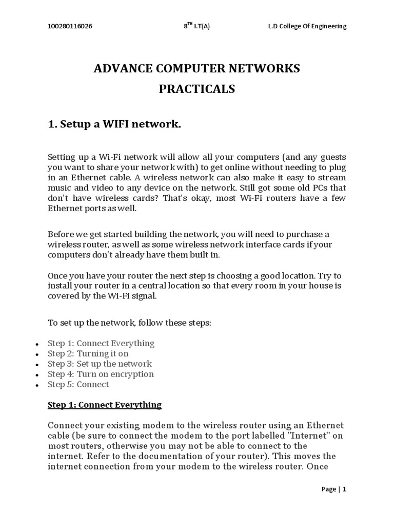 Setup a Wi-Fi Network: A Step-by-Step Guide | PDF | Hypertext Transfer Protocol | Computer Network