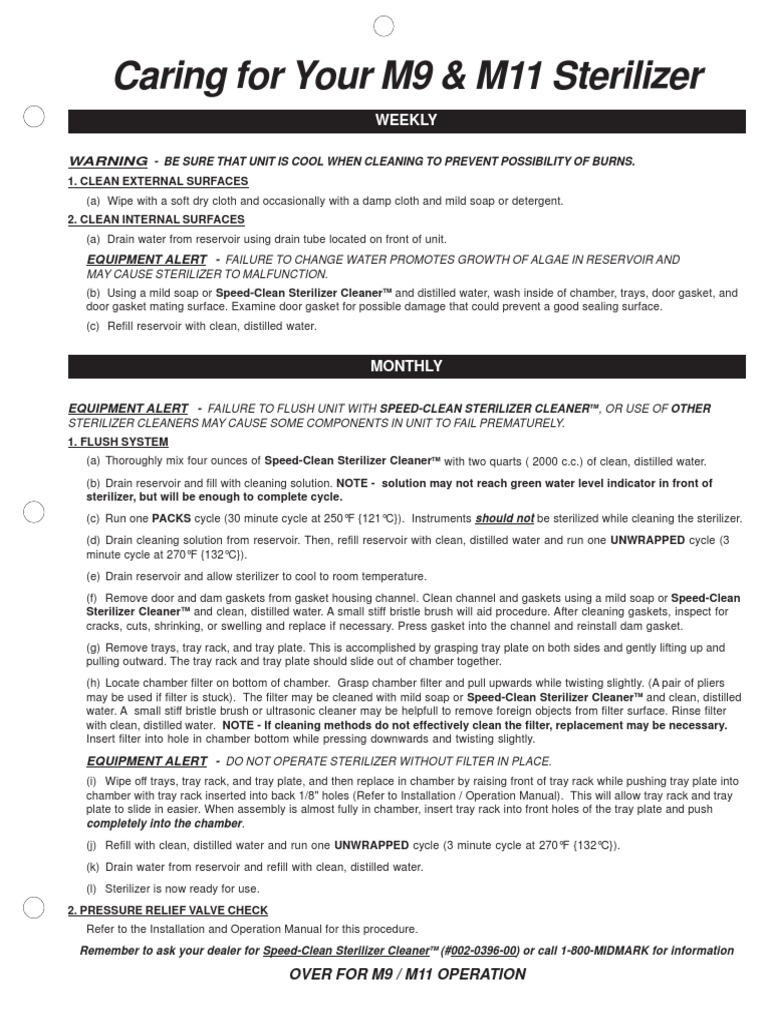Midmark M11 Autoclave Maintenance Guide | PDF | Sterilization ...