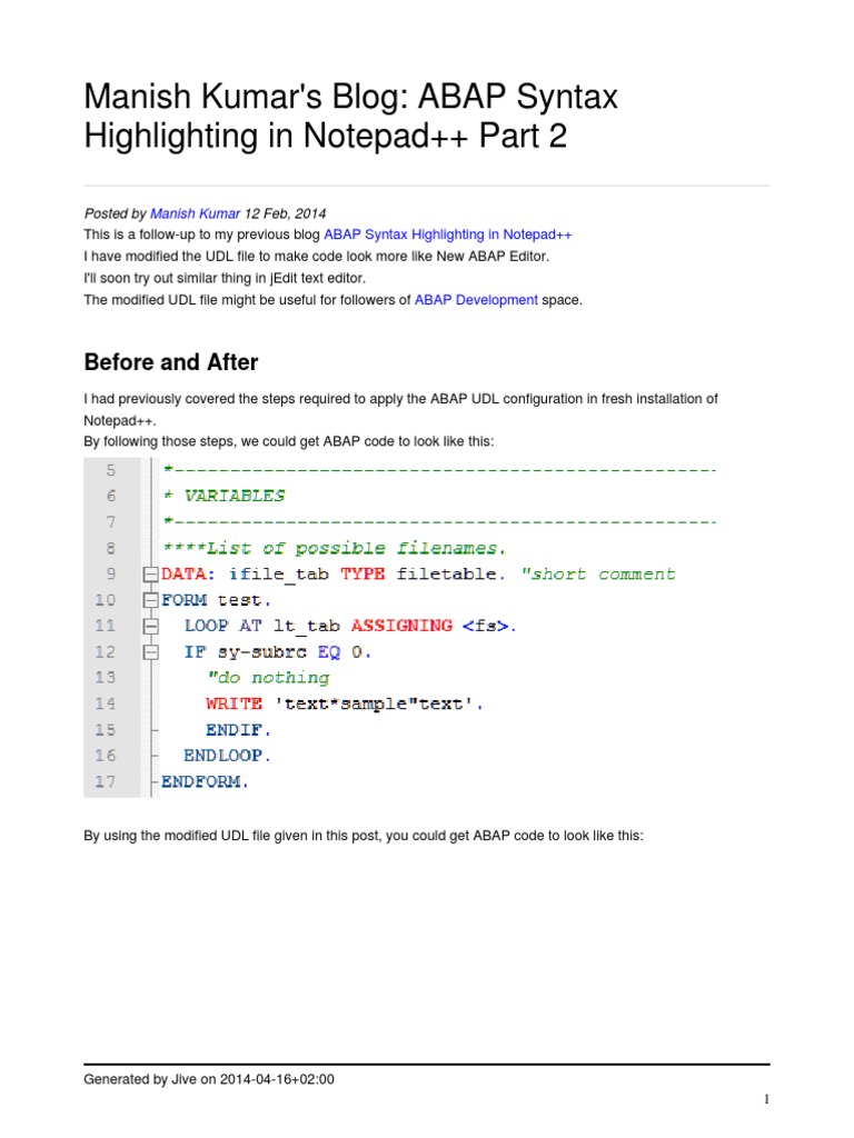 Abap Syntax Highlighting in Notepad Part 2 | PDF | Xml | Wiki