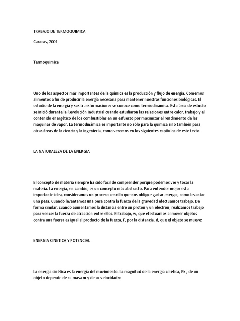 Trabajo de Termoquimica | PDF | Entalpía | Calor