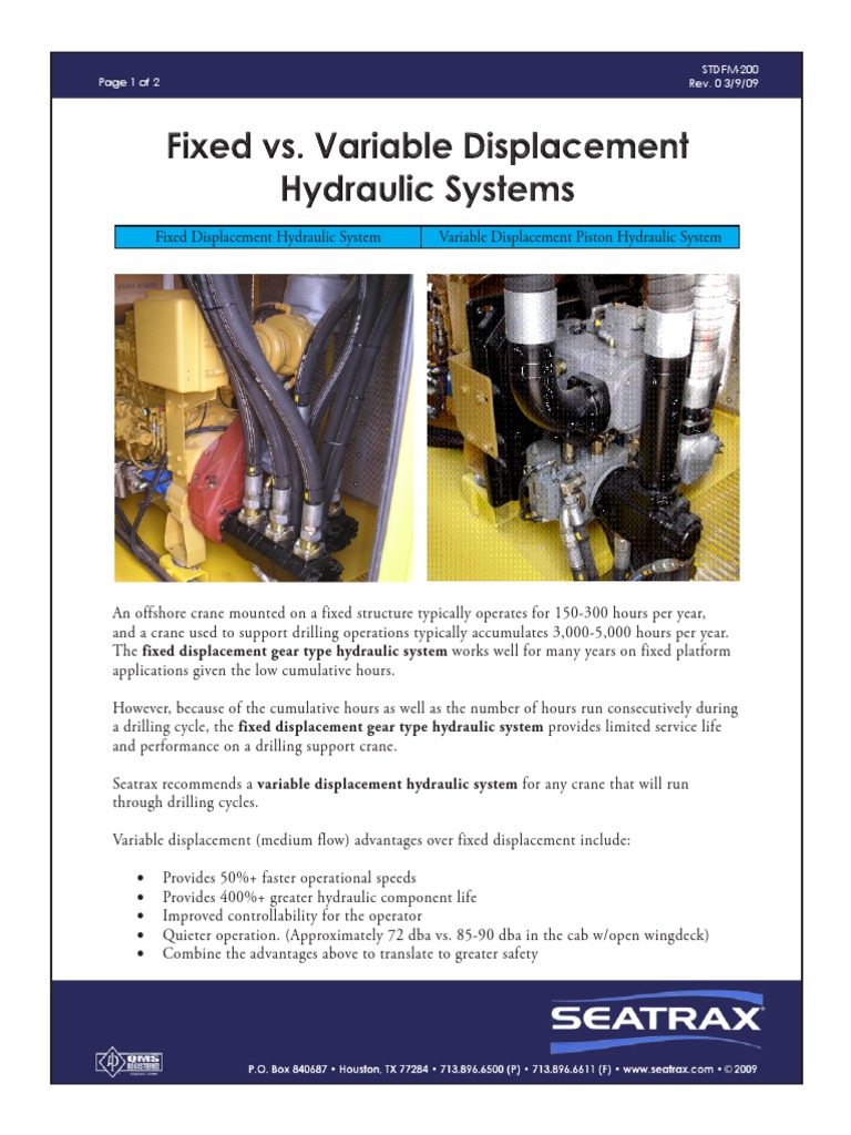Variable vs. Fixed Hydraulic Systems for Cranes | PDF | Home & Garden