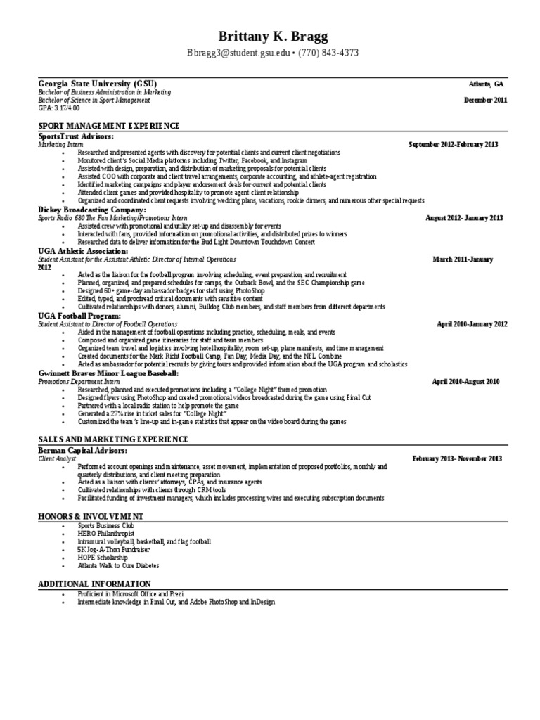 Brittany Resume | PDF | Sports