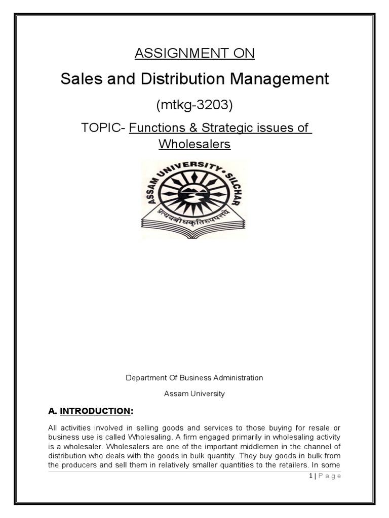Sales and Distribution Management: Assignment On | PDF | Sales | Trade