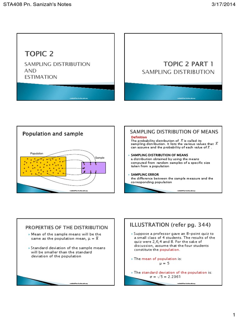 CHAPTER 2 PART 1 Sampling Distribution | PDF | Mean | Normal Distribution