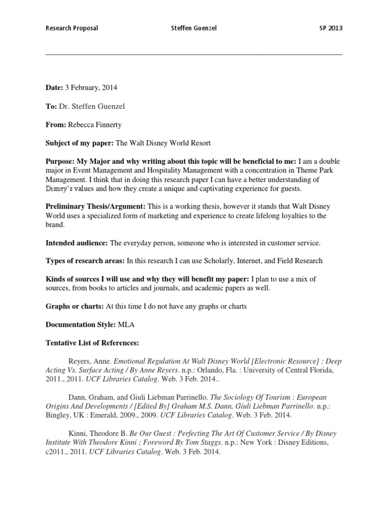 Disney World Marketing Research Proposal | PDF