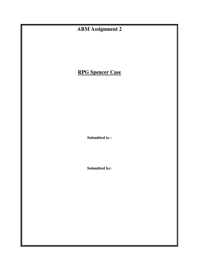 RPG Spencer Case Solution | PDF | Retail | Grocery Store