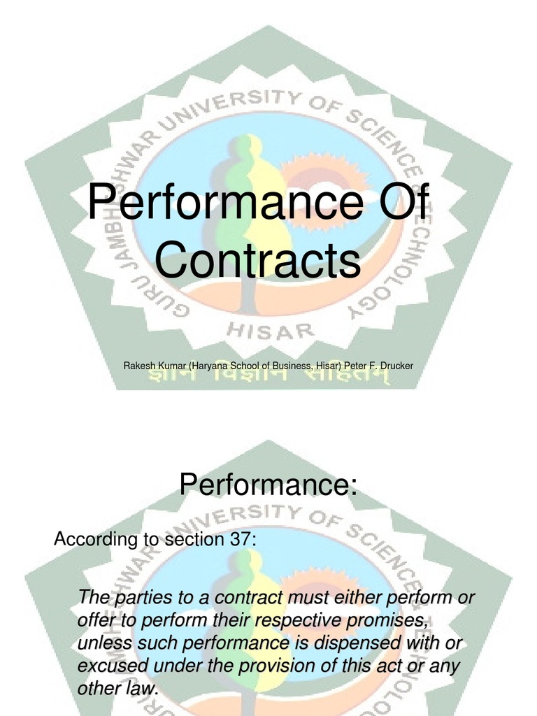 Performance of Contract | PDF | Legal Concepts | Civil Law (Legal System)