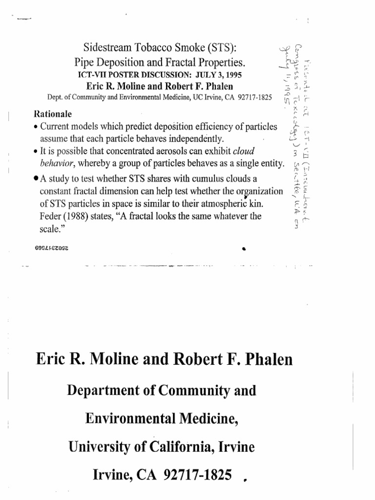 Sidestream Tobacco Smoke Pipe Deposition and Fractal Properties | PDF ...