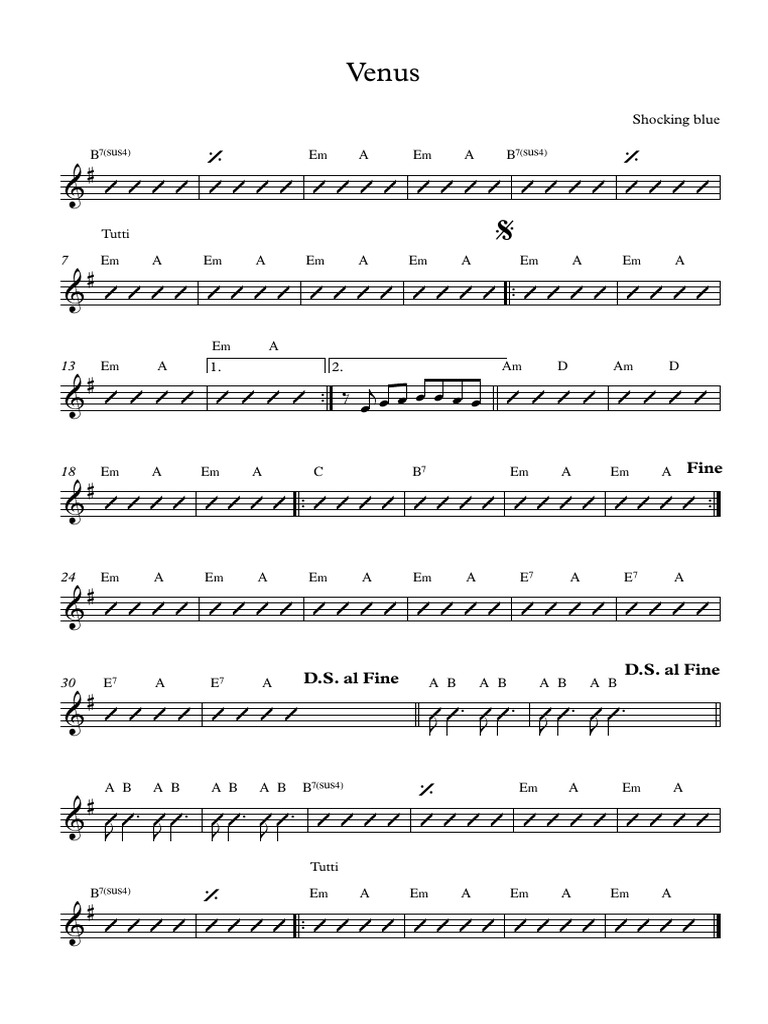 Venus - Shocking Blue - Partitura Completa | PDF