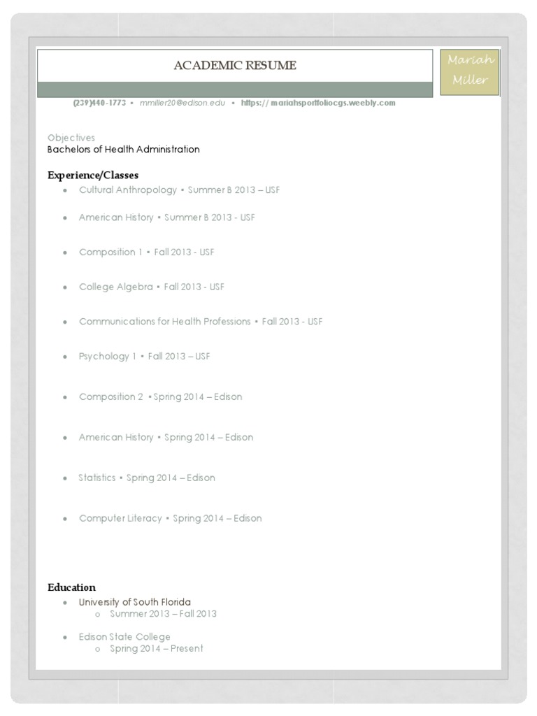 Academic Resume | PDF