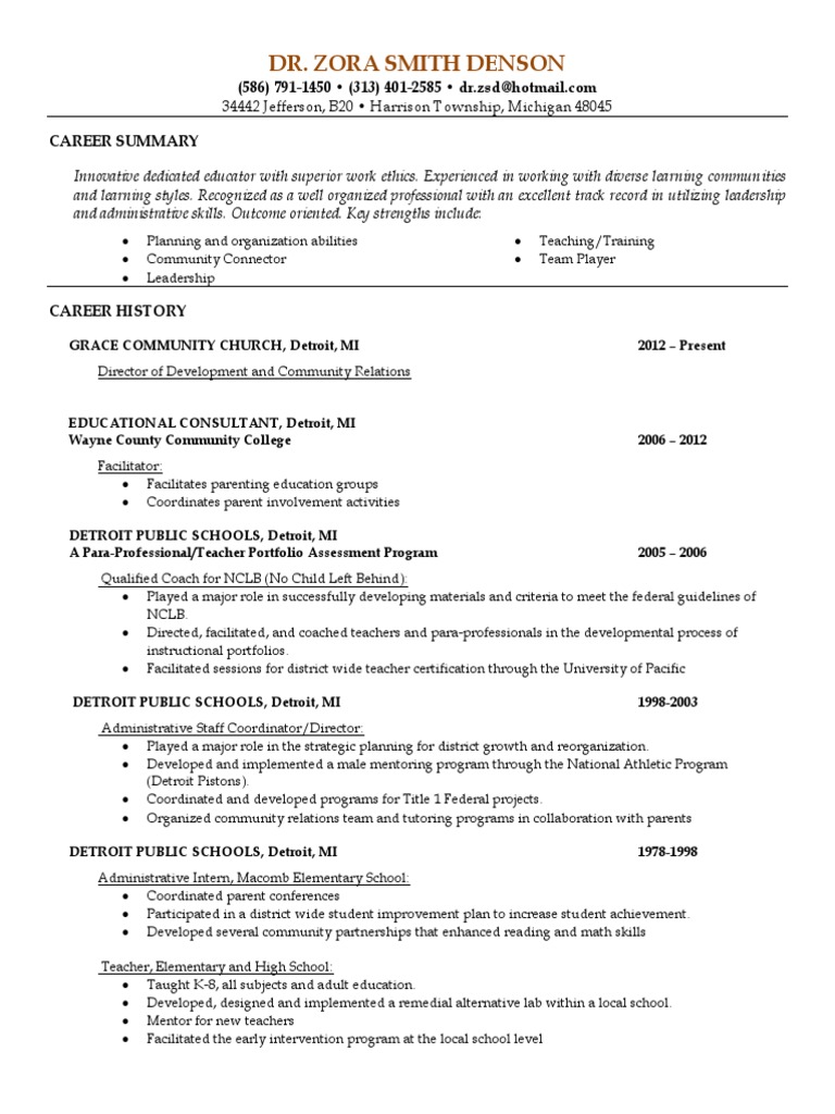 Zora Smith Denson - Resume Nov2013 | PDF | No Child Left Behind Act ...