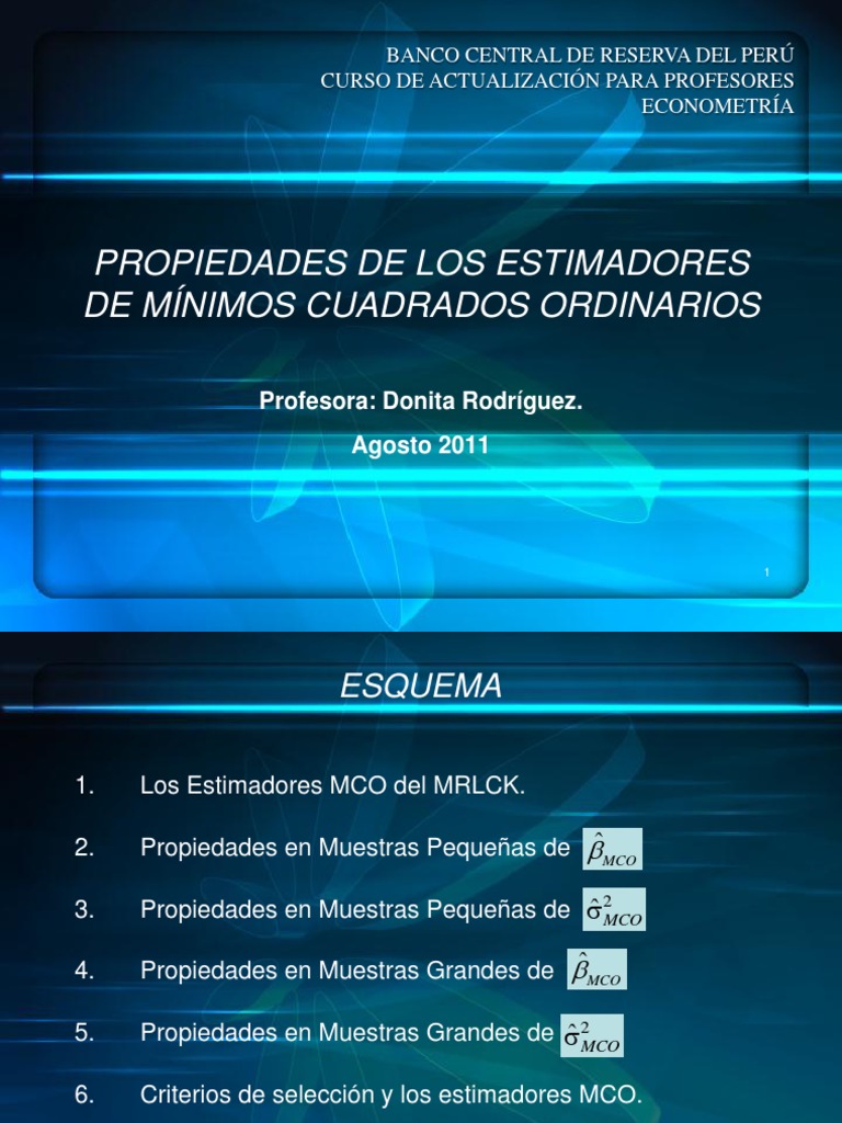 04_propiedades-estimadores-mco (1) | Estimador | Mínimos cuadrados ordinarios